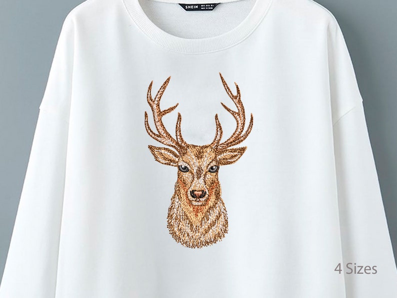 Deer Machine Embroidery Designs, 4 Sizes. Sketched Style. Hand Stitch ...