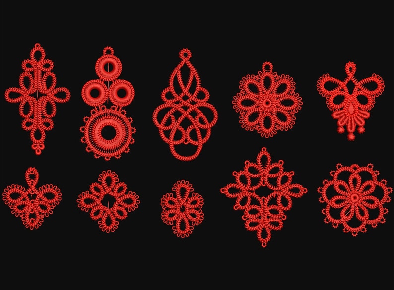 10 FSL Earrings. Machine Embroidery Design. Tatting. Free - Etsy