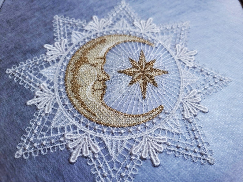 Two Designs FSL Christmas Decoration Celestial Moon With a Star ...