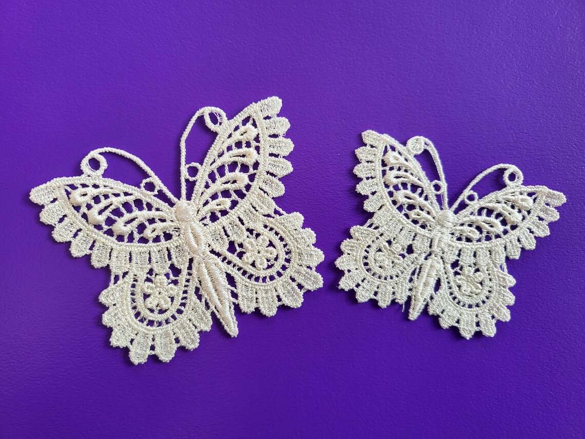 Butterfly Lace, Free Standing Lace (FSL),3D Three-dimensional, 2 Sizes ...