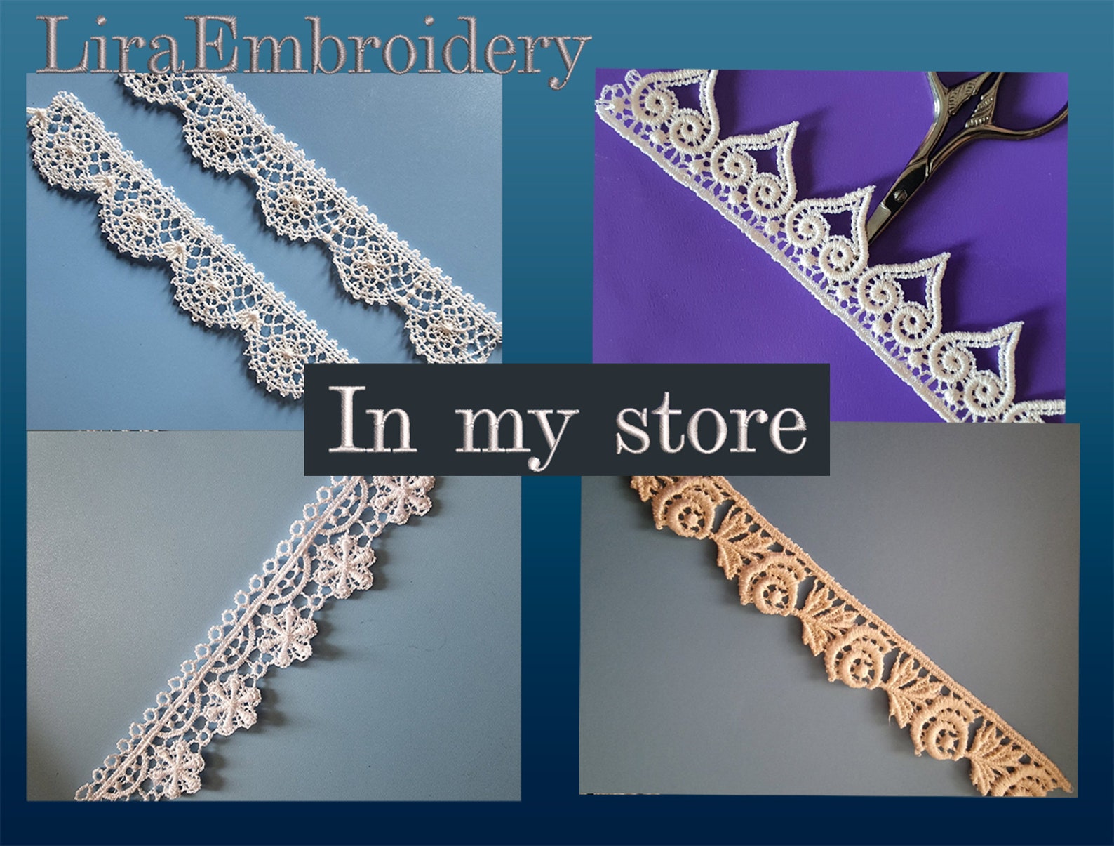 Set of Two FSL Borders. Battenberg Lace Trim. Taj Lace Borders. Machine ...