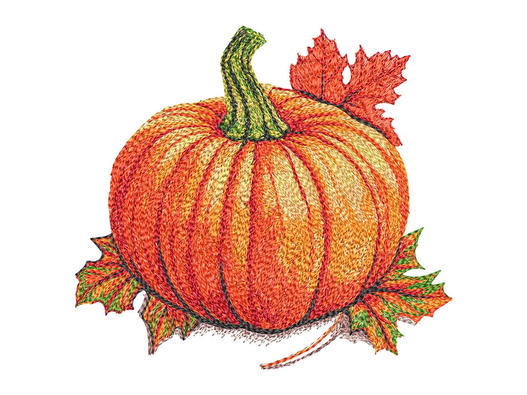 Autumn Pumpkin Machine Embroidery Design, Embroidered Pumpkin With ...