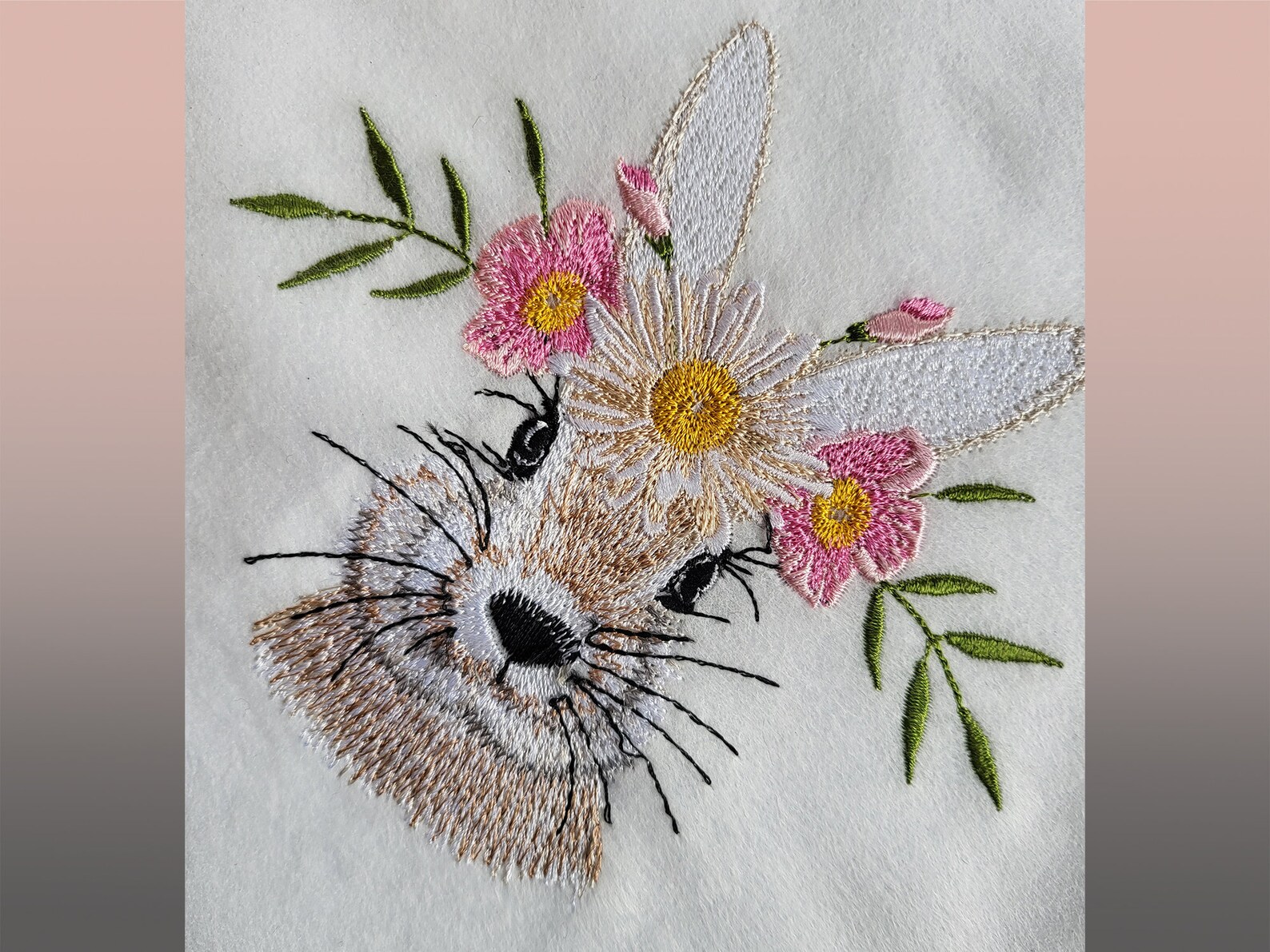Bunny With Flowers Machine Embroidery Design 4 Sizes. Easter | Etsy