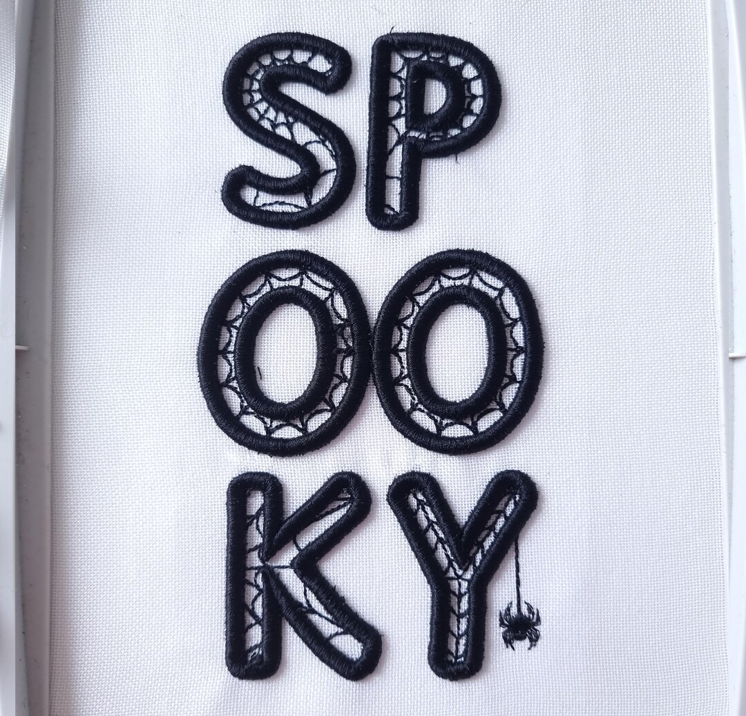 3D Puff Web Spooky Halloween Embroidery Font, 5 Sizes, Instant Download ...