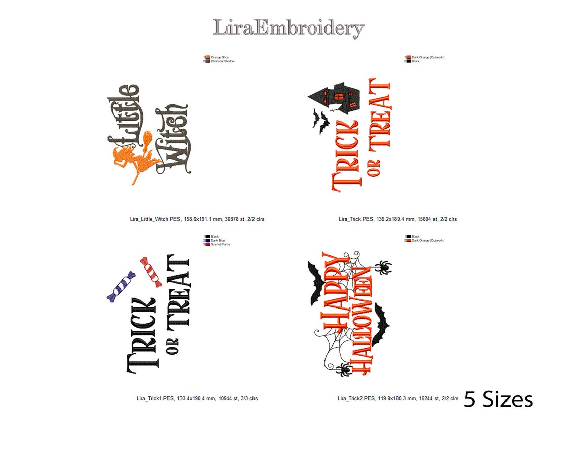 Halloween Machine Embroidery Bundle. 10 Designs. Trick or Treat ...