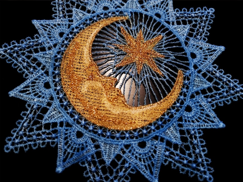 Two Designs FSL Christmas Decoration Celestial Moon With a - Etsy