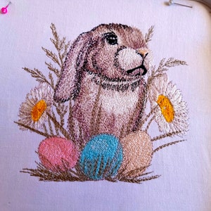 Machine Embroidery Easter Bunny With Meadow Flowers, Daisies. 5 Sizes ...