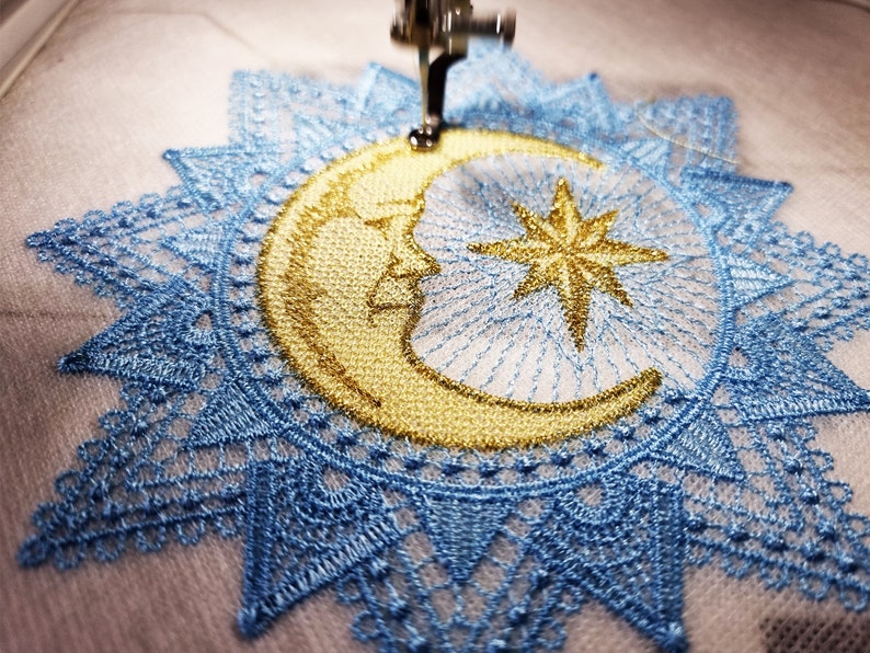 Two Designs FSL Christmas Decoration Celestial Moon With a Star ...