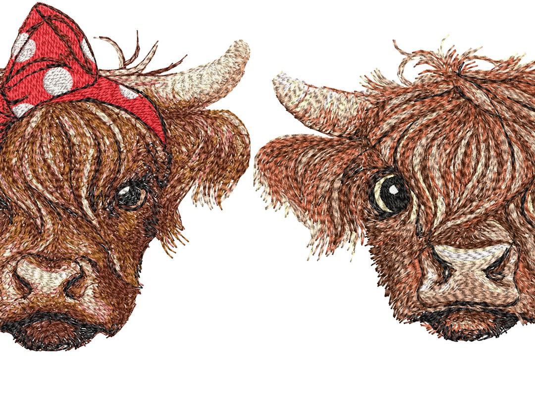 Super Realistic Scottish Highland Cow. Two Designs. Machine Embroidery ...