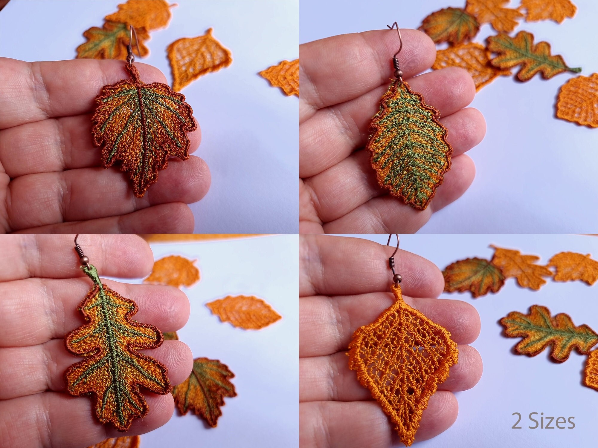 8 FSL Earrings. Earrings Autumn Leaves. 2 Sizes. Machine Embroidery ...
