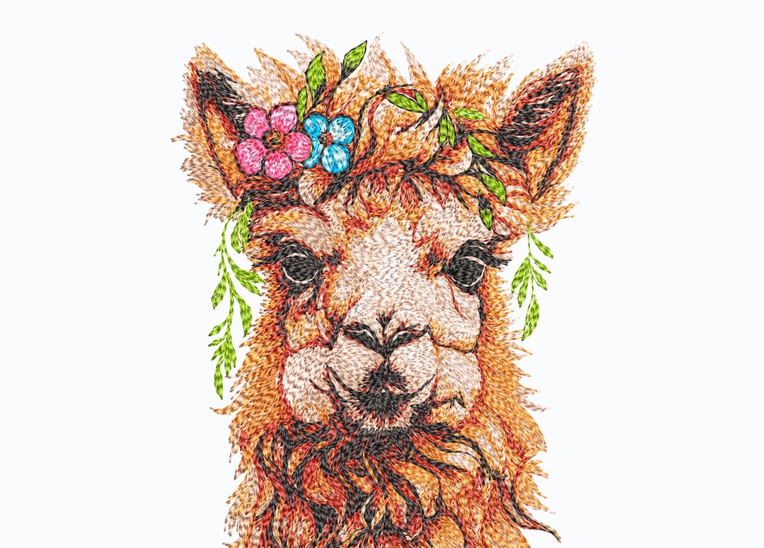 Lama. Super Realistic Embroidery Design. Alpaca Machine Embroidery ...