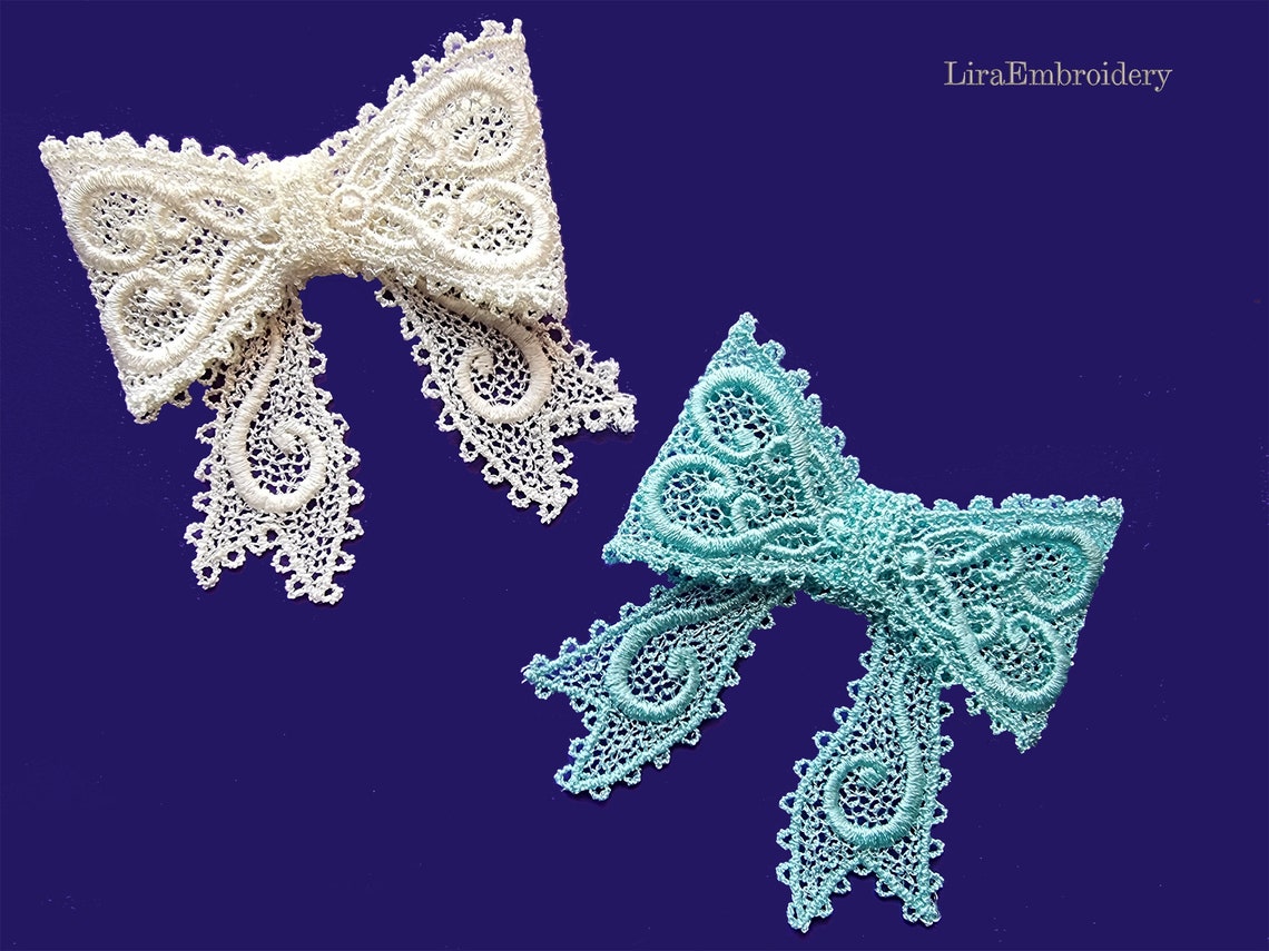 FSL Bow With Hearts 3D Machine Embroidery Design. Free Standing Lace ...
