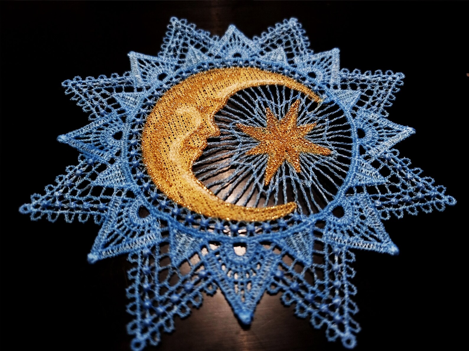 Two Designs FSL Christmas Decoration Celestial Moon With a Star ...