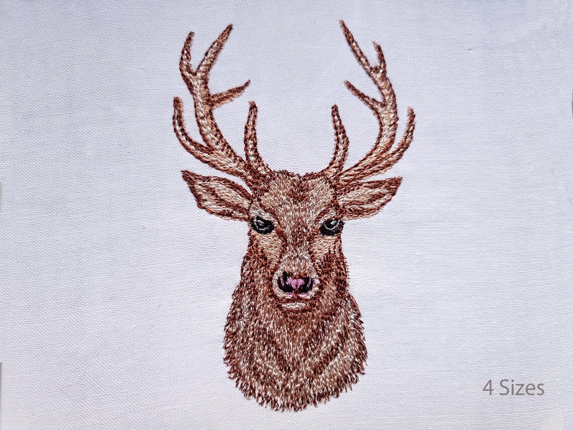 Deer Machine Embroidery Designs, 4 Sizes. Sketched Style. Hand Stitch ...