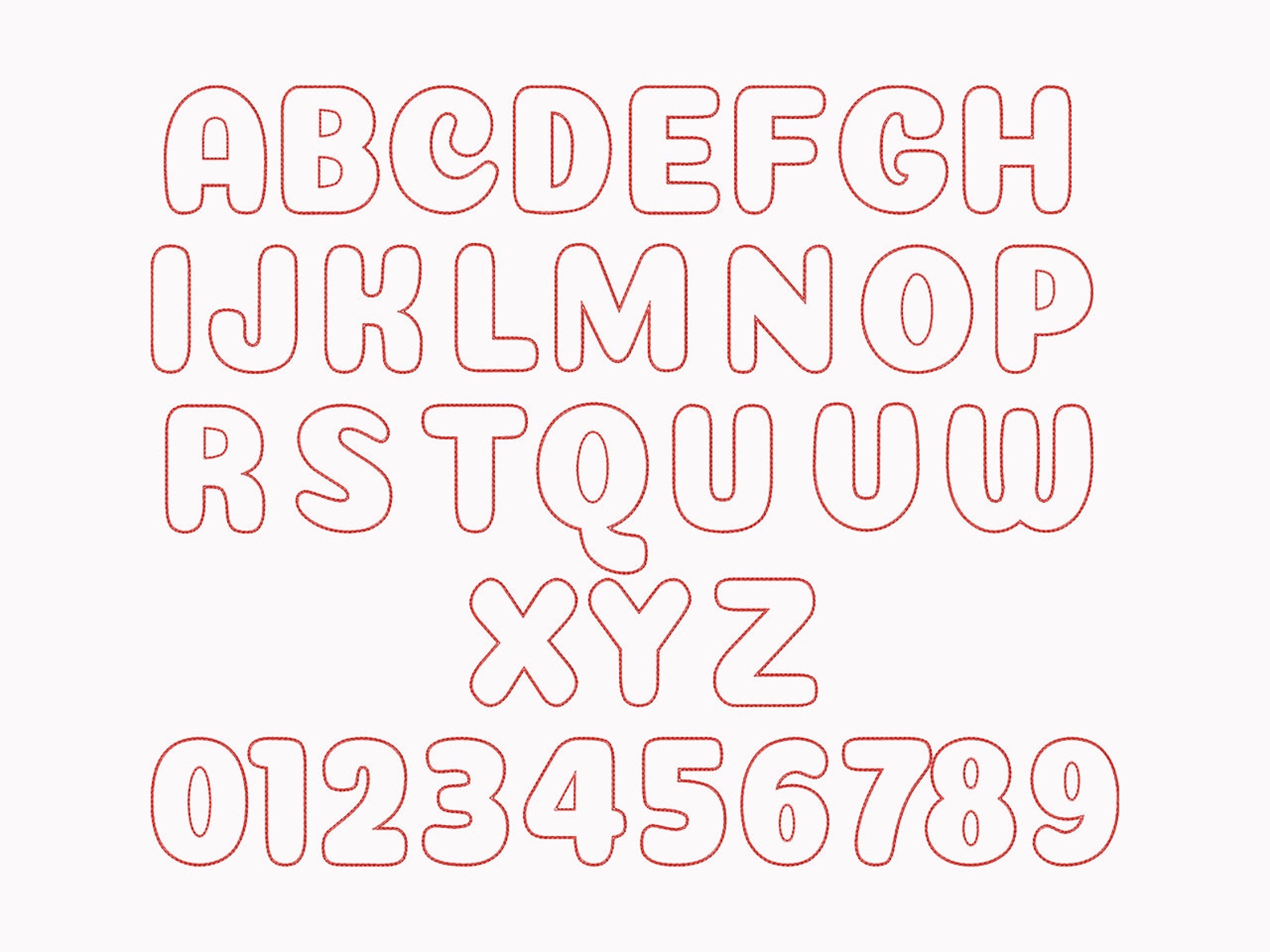 Embossed 3D Puff Embroidery Font. Machine Embroidery Design, 4 Sizes ...