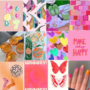 Ready to Print Preppy & Bright, Pink/orange Aesthetic, Bright Wall ...