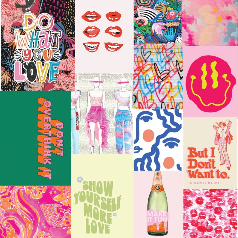 Ready to Print, Bright Art & Neon Aesthetic, Fun and Bright Wall ...