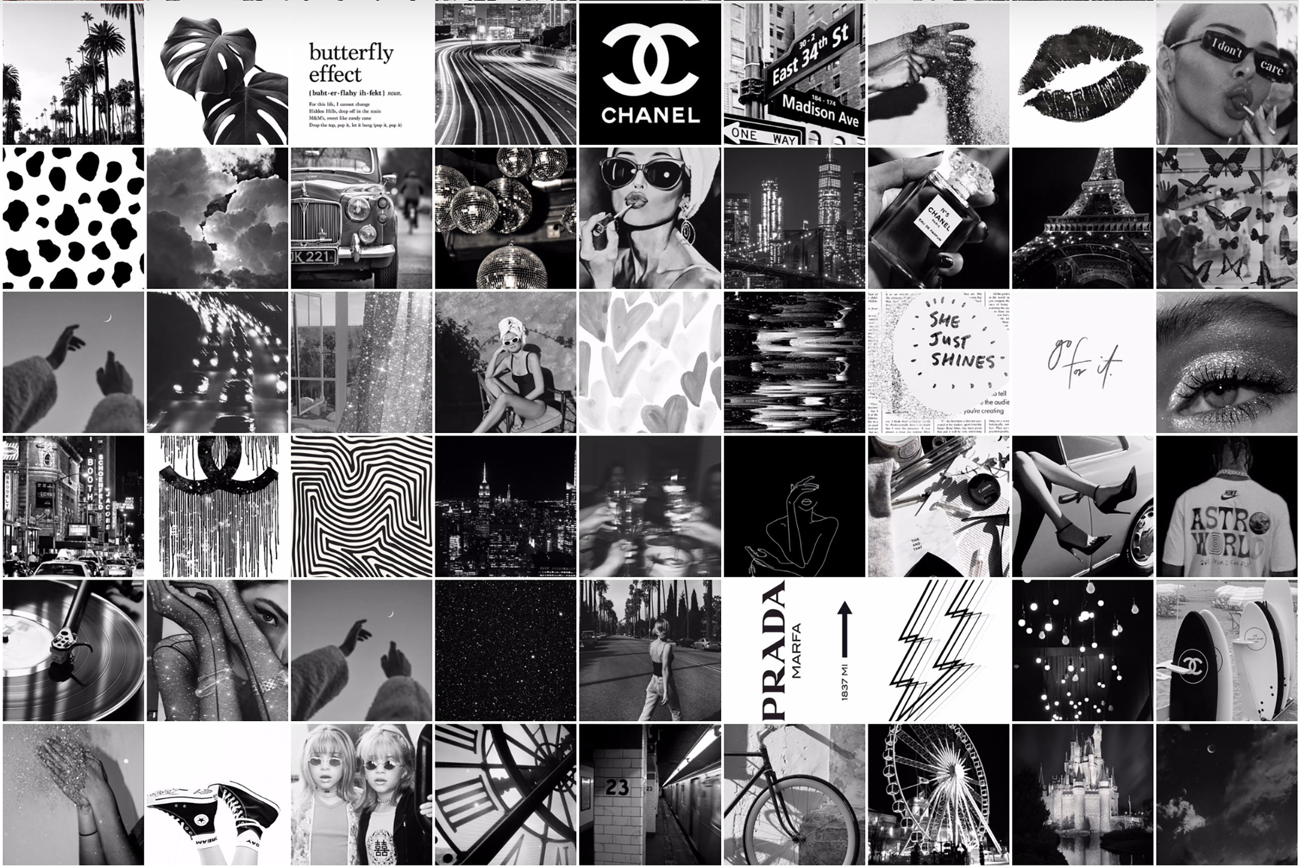 Listo para imprimir en blanco y negro Boujee Aesthetic Wall | Etsy España