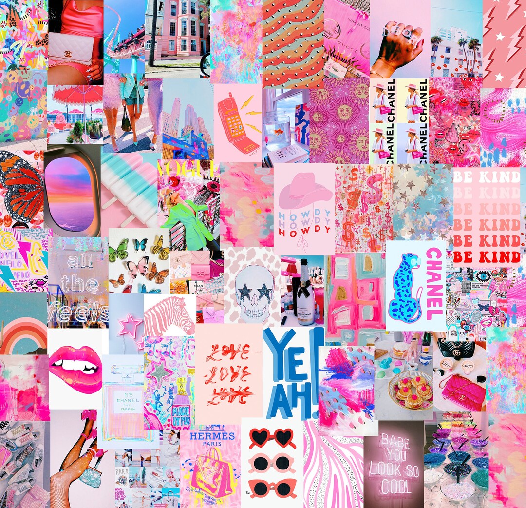 Ready to Print, Bright & Fun Aesthetic, Neon Fashion Wall Collage Kit ...