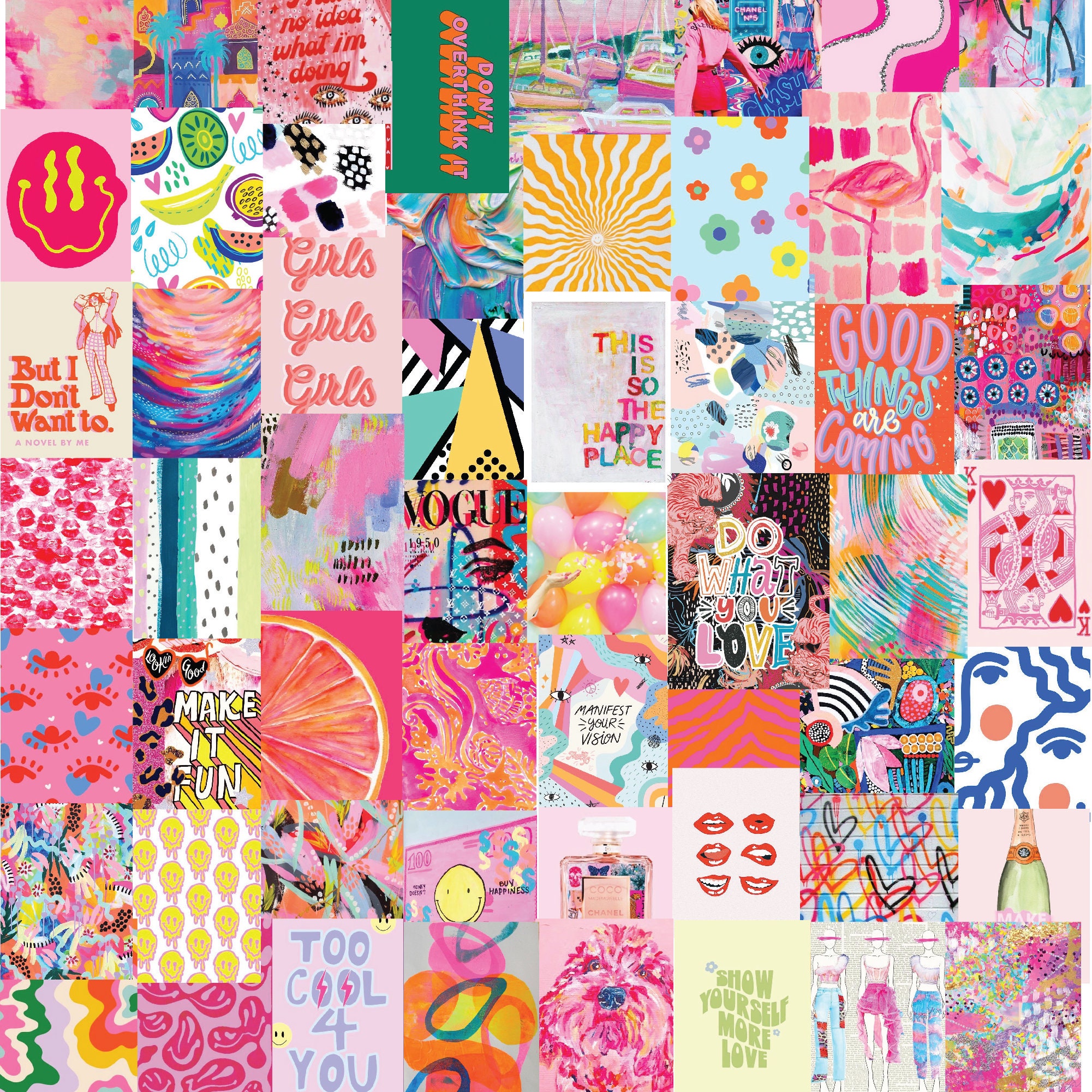 Ready to Print, Bright Art & Neon Aesthetic, Fun and Bright Wall ...