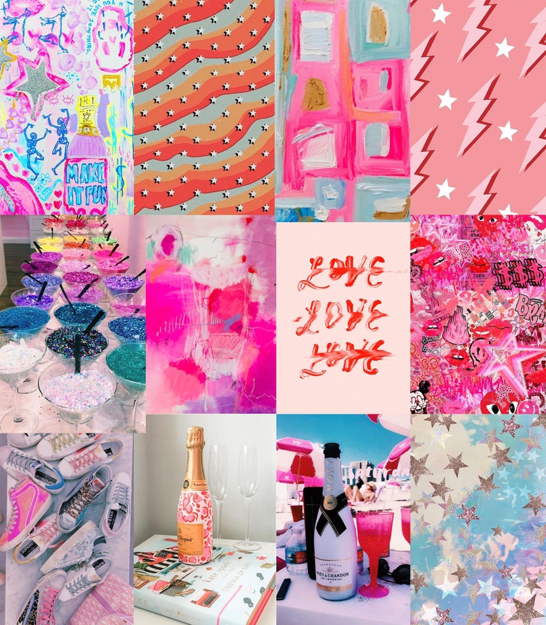 Ready to Print, Bright & Fun Aesthetic, Neon Fashion Wall Collage Kit ...