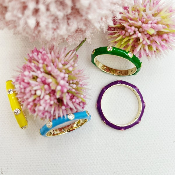 Enamel Band Ring - Etsy