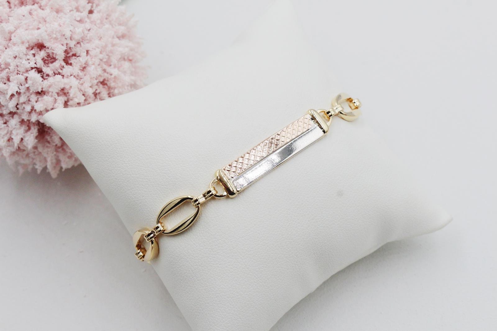 18K Gold Filled 2 Tone Plaque Bracelet - Etsy