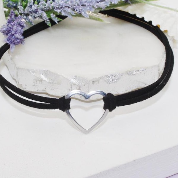 Leather Heart Choker - Etsy
