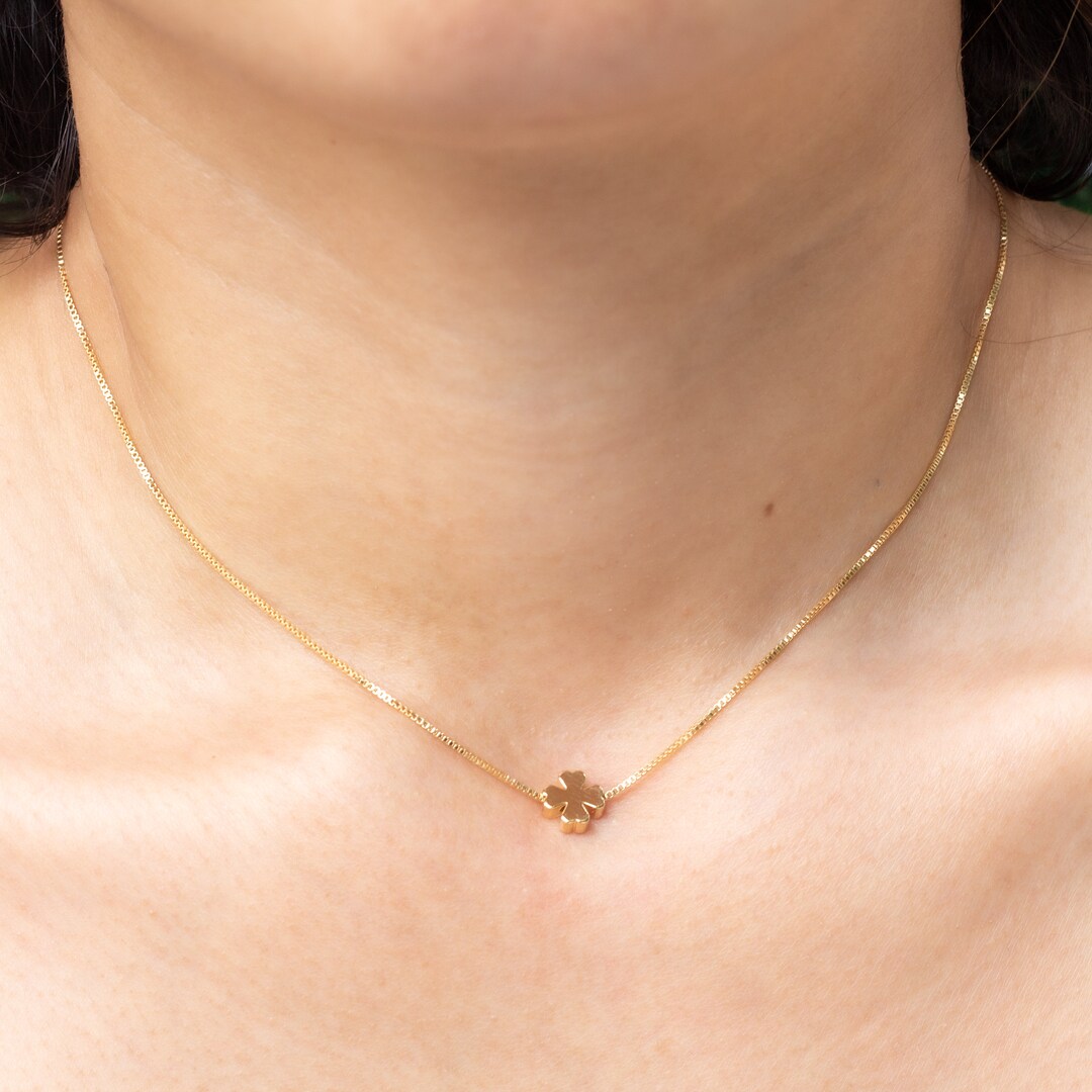 18K Gold Filled Dainty Box Clover Choker - Etsy