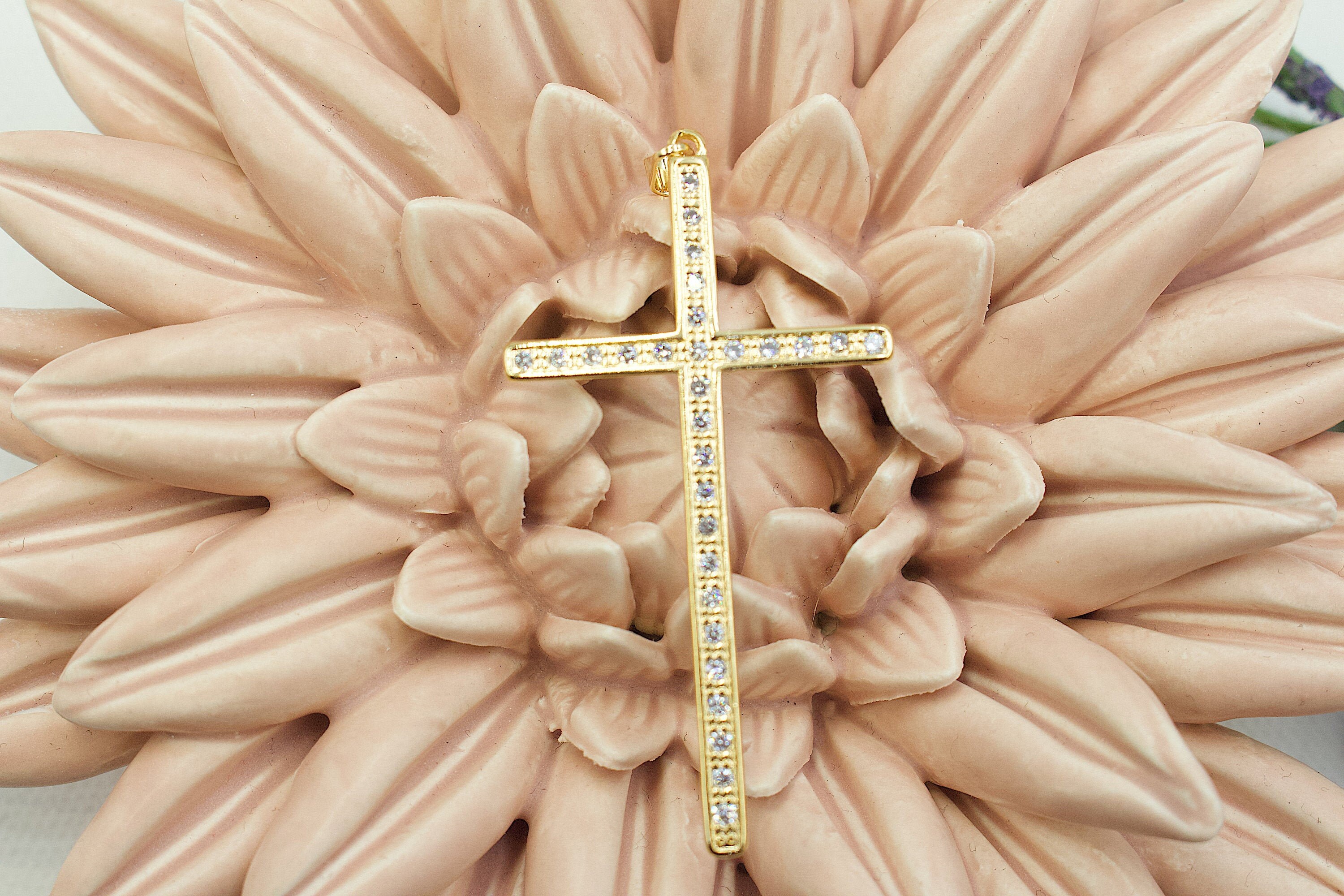 Pendant 18k Gold Filled "cross With Rhinestones" - Etsy