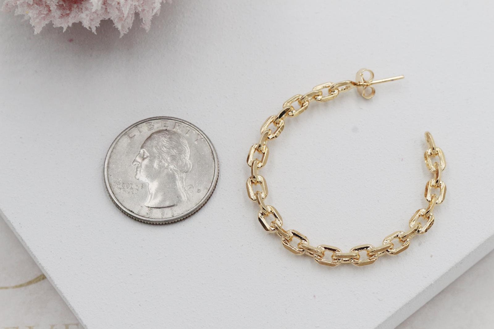 18K Gold Filled Open Paperclip Hoops | Etsy