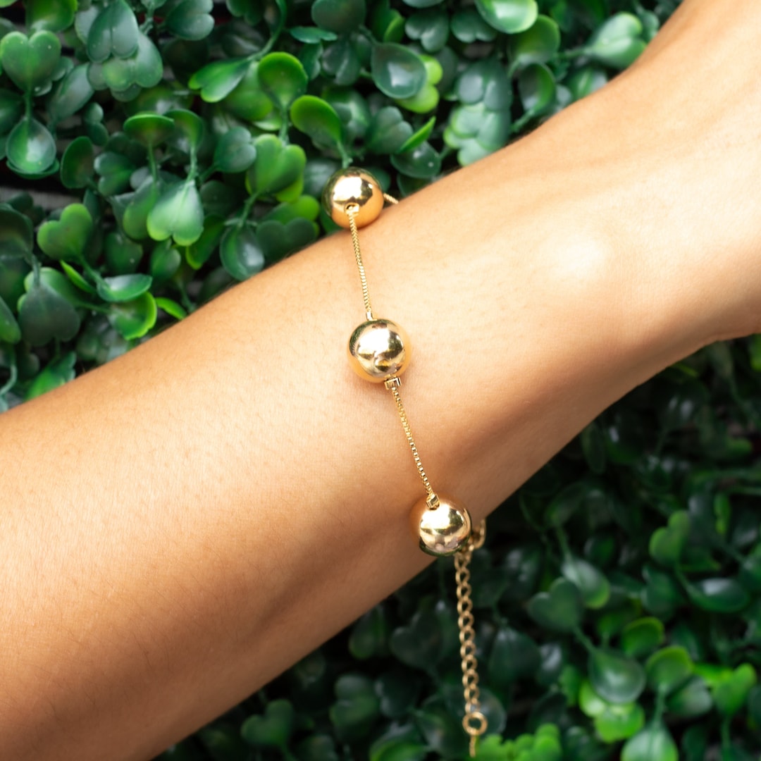 18K Gold Filled Dainty Box Balls Bracelet, Minimalist Ball Bracelet, 10mm Ball Bracelet, Bead ...
