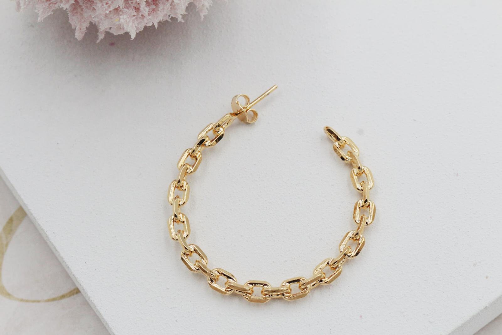 18K Gold Filled Open Paperclip Hoops | Etsy