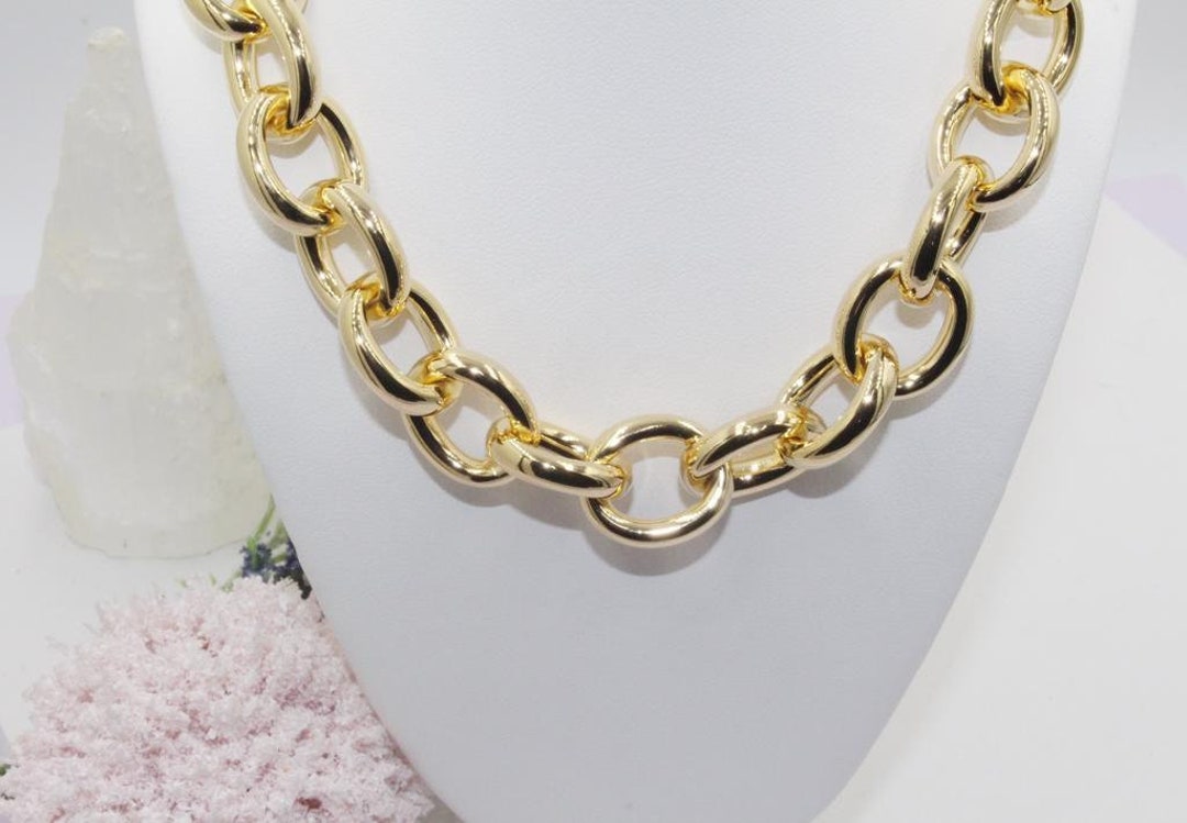 Necklace 18K Gold Filled Chunky Rolo Chain Necklace, Other Color ...