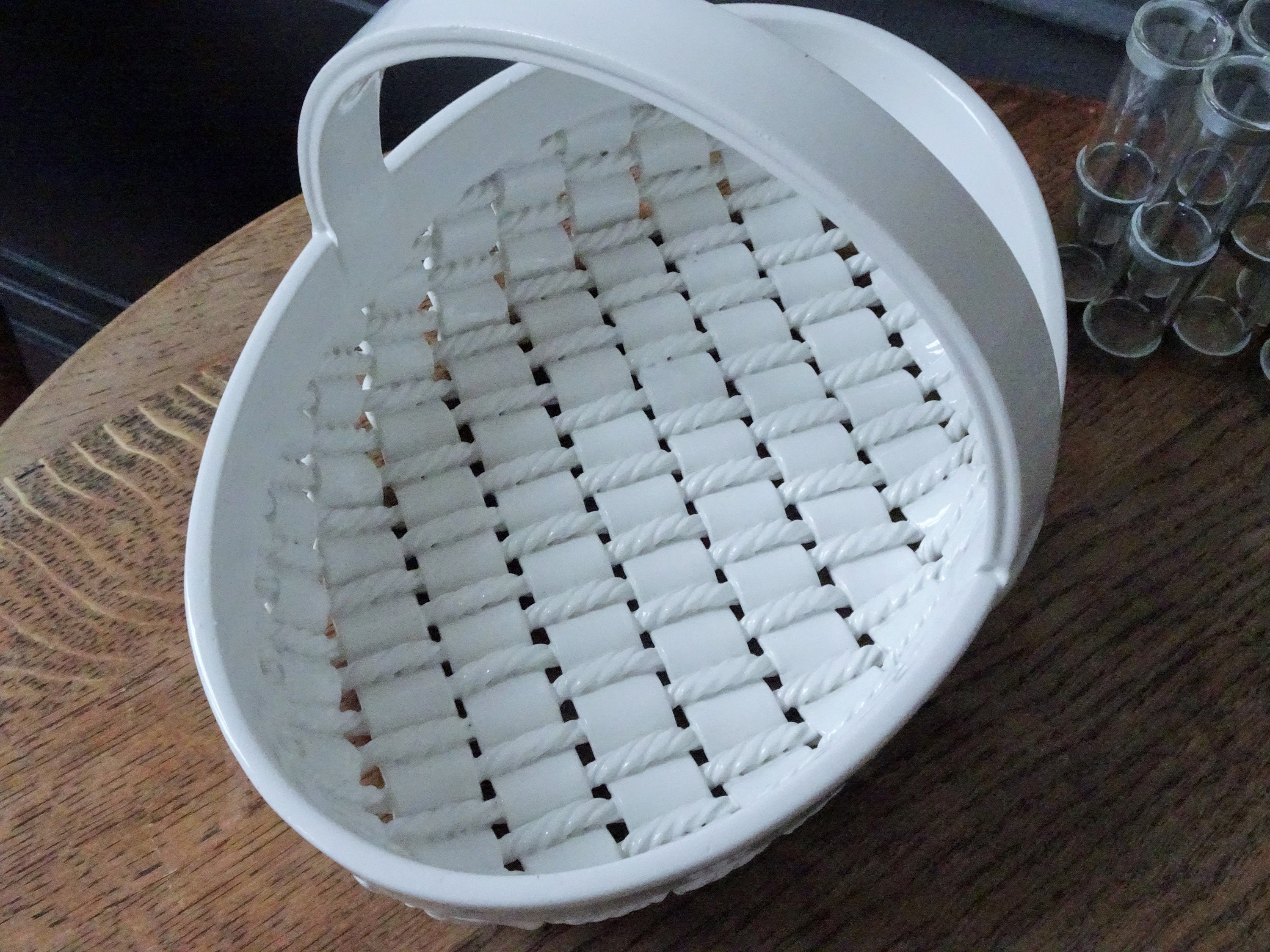 White Ceramic Woven Basket Ceramic Basket Vintage Basket in White ...