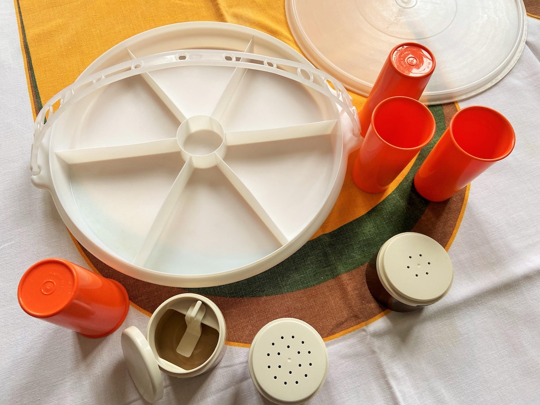Vintage 70s Tupperware Picnic Set Cart, Tumblers and Spice Tower ...