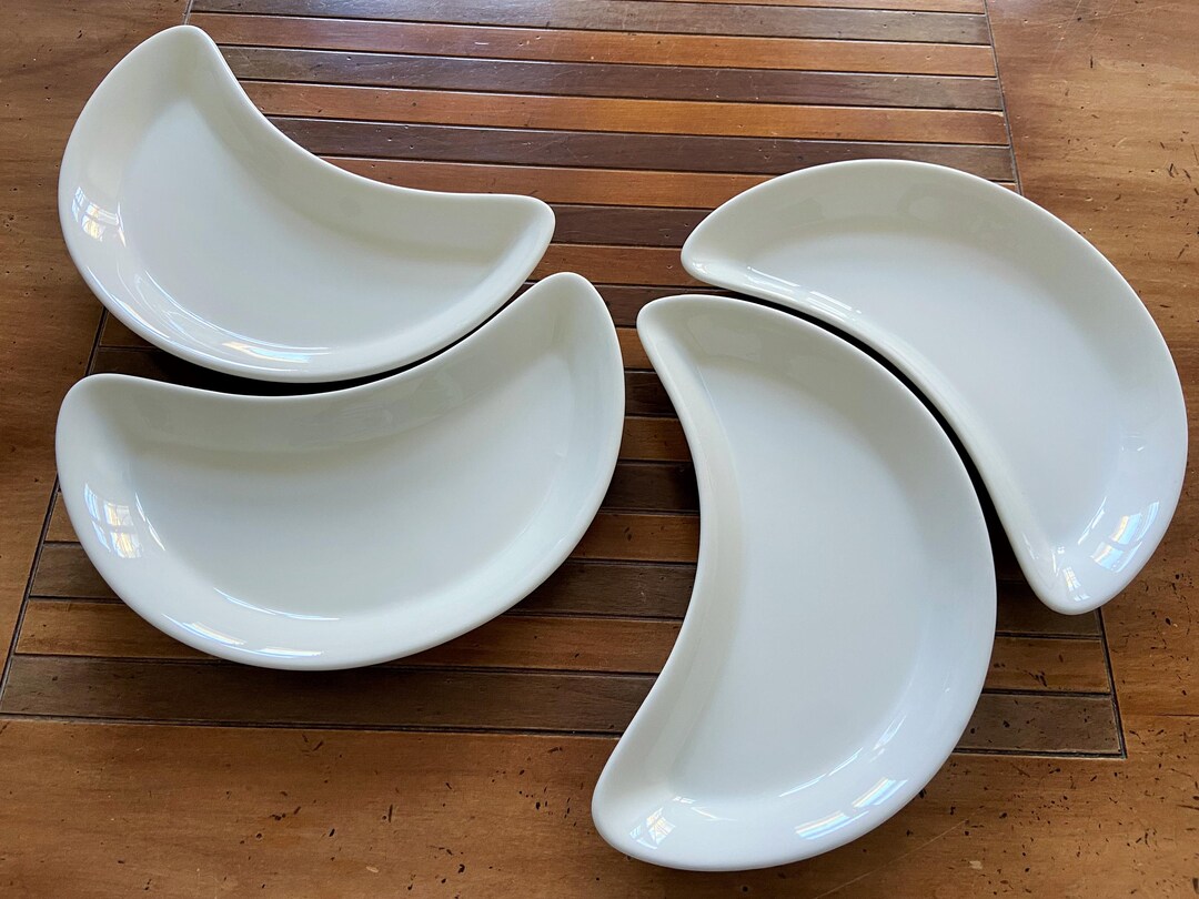 Pillivuyt Half-moon Plate Set, France - Vintage White Porcelain Plates ...