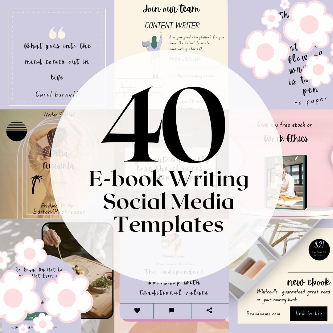 40 E-book Writing Social Media Canva Templates for Instagram Feed Story ...