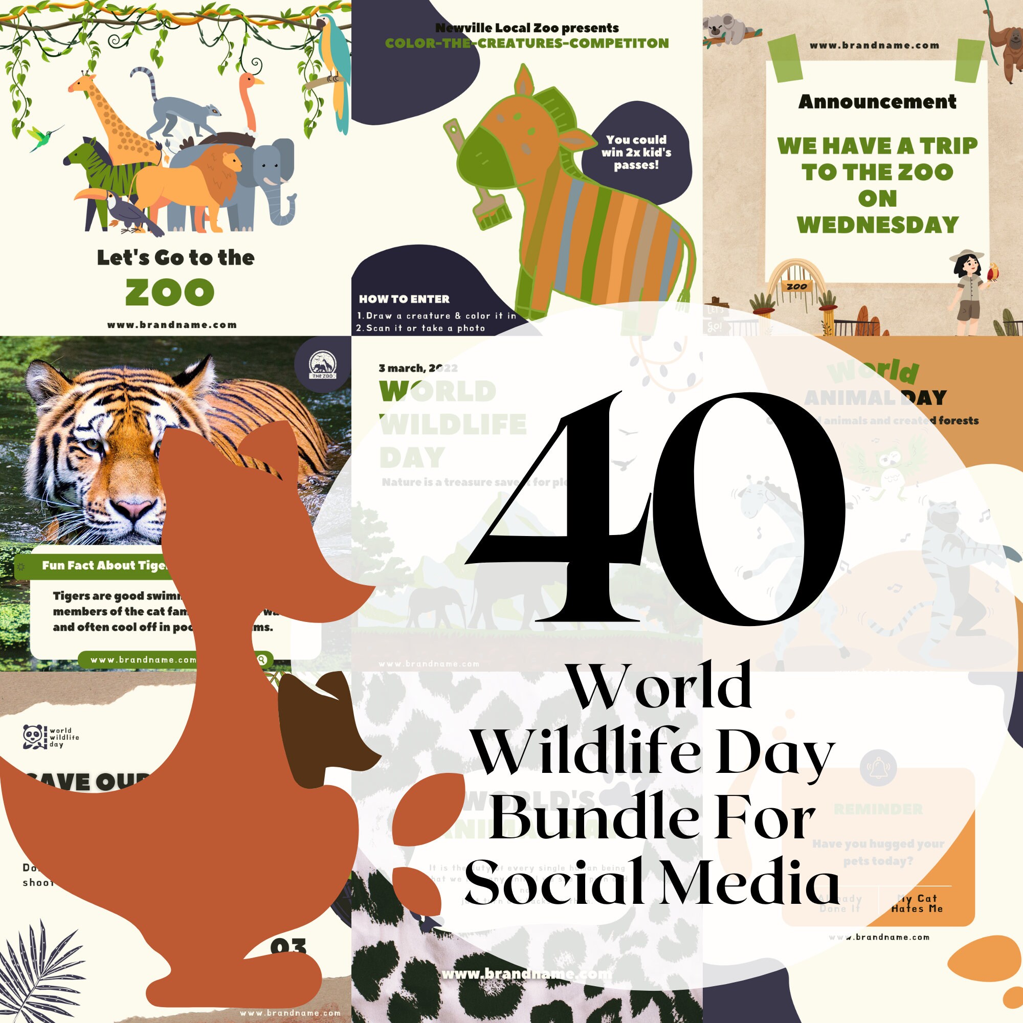 40 World Wildlife Day Editable Templates for Instagram Feed Wildlife - Etsy