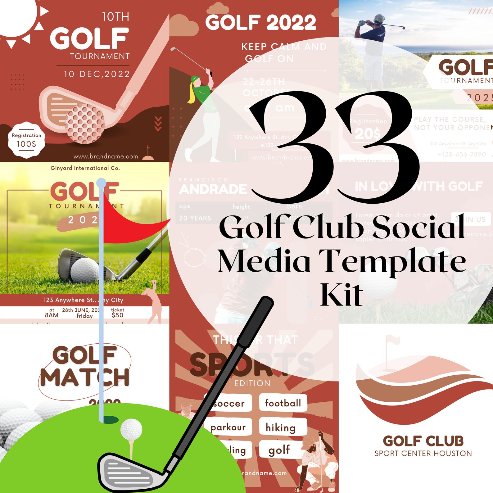 33 Golf Club Editable Instagram Post Template Kit Golf Club - Etsy