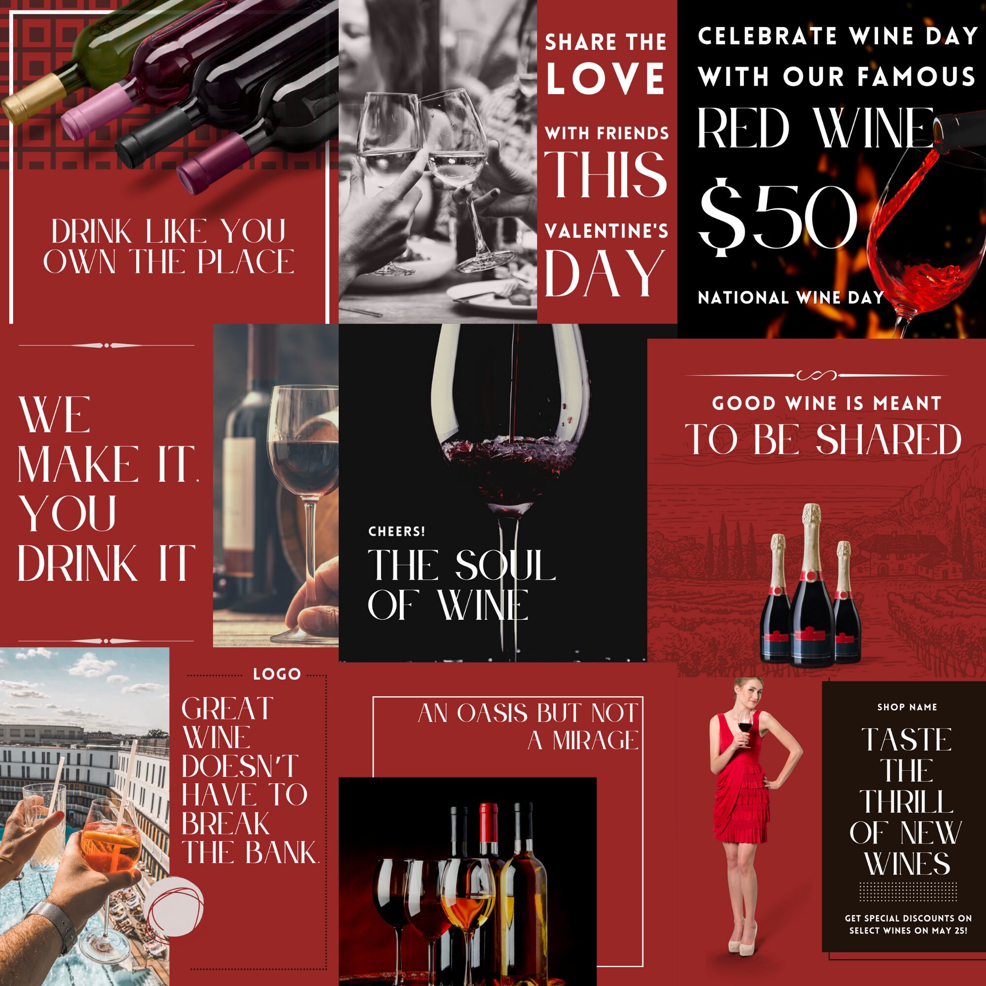 34 Luxury Wine Editable Canva Instagram Post Templates Wine Shops - Etsy