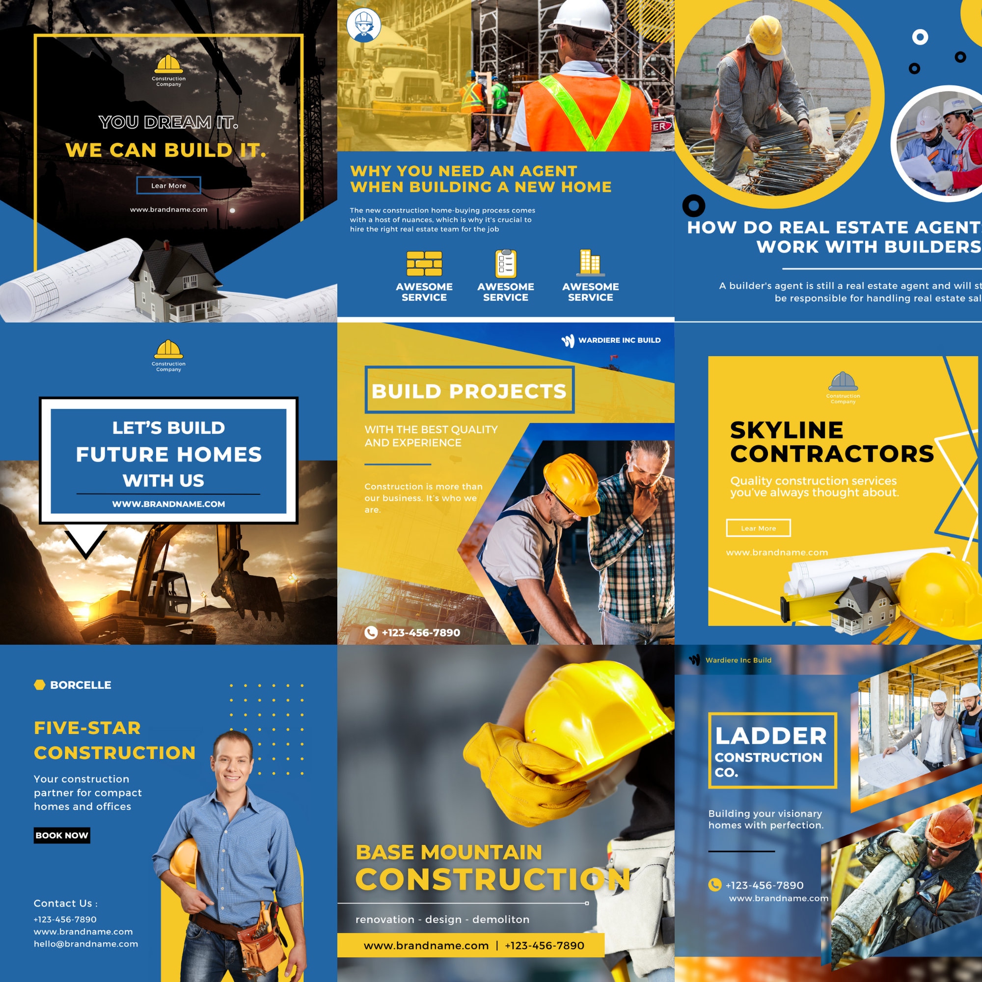 80 Construction Eye-catching Instagram Post Templates Canva Templates ...