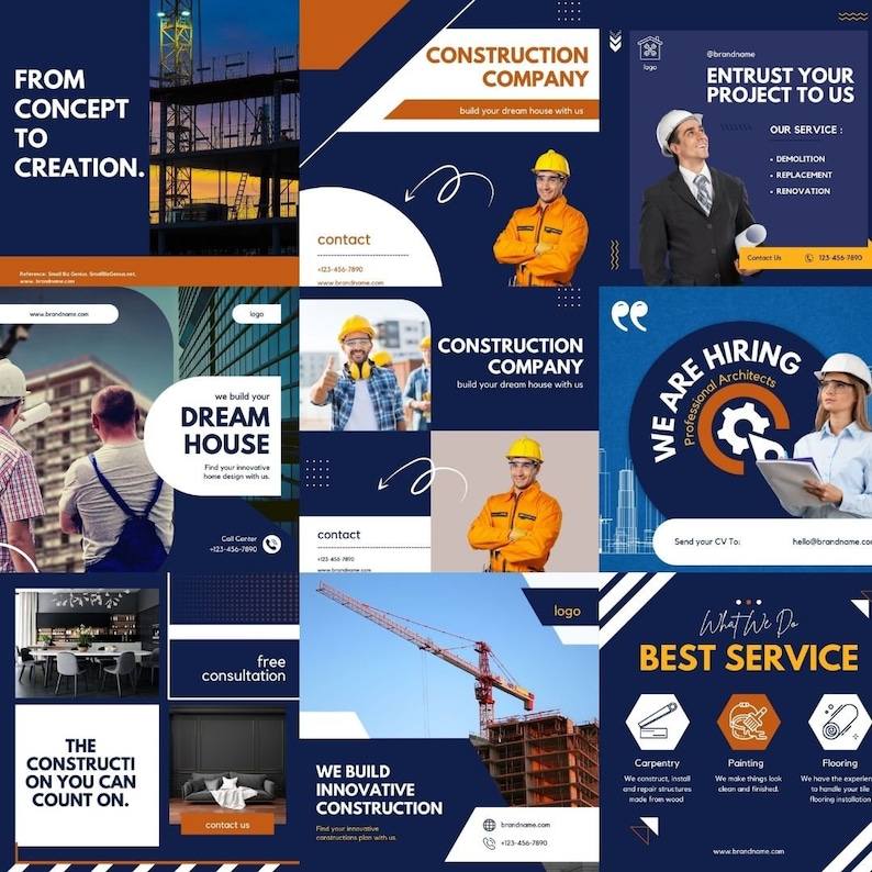 26 Construction and Renovation Business Instagram Social Media Kit ...