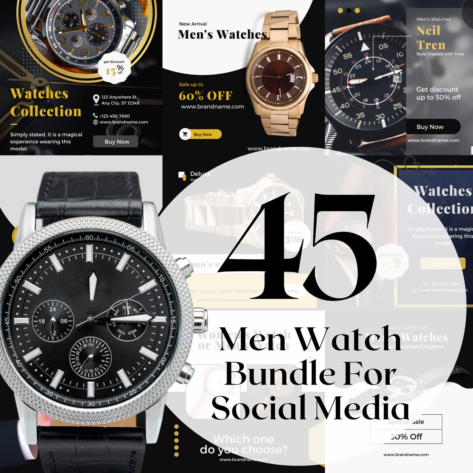 45 Men Watches Editable Instagram Post Canva Templates Watch Reatailers ...