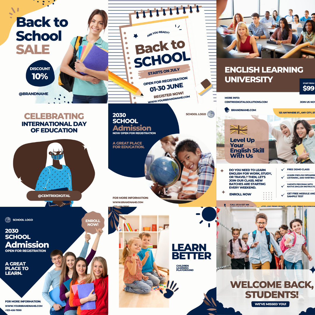 45 Education Social Media Kit, School Templates, Back to School, Canva ...
