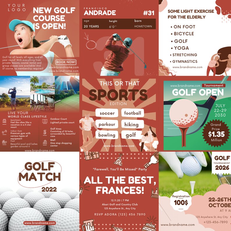 33 Golf Club Editable Instagram Post Template Kit Golf Club - Etsy