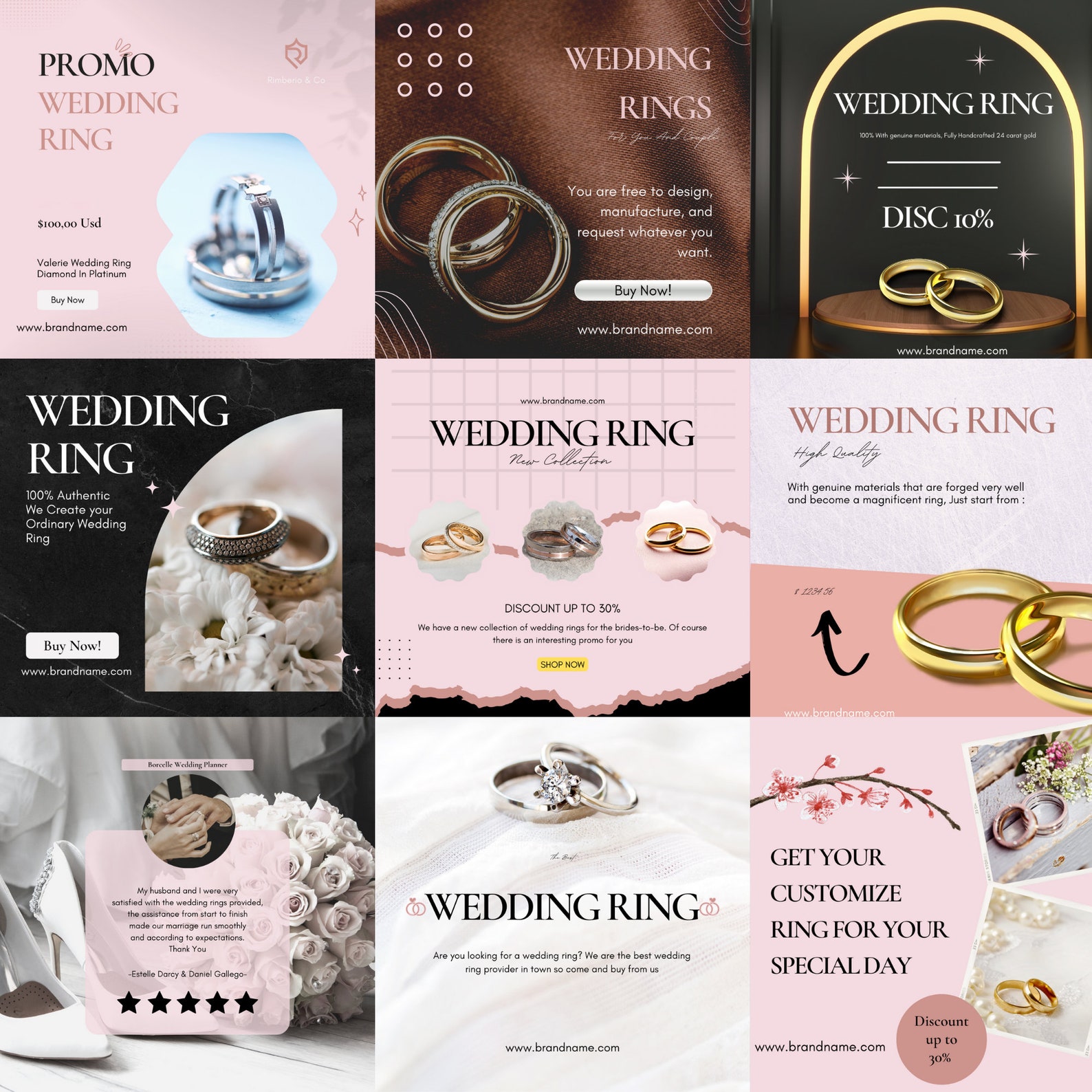 32 Wedding Rings Instagram Post Templates Wedding Planners - Etsy