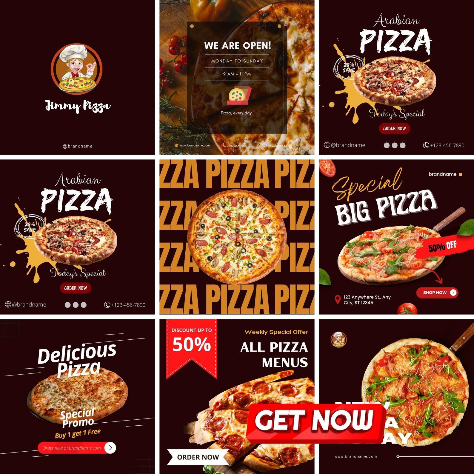 35 Pizza Shop Services Bundle for Social Media Pizzeria Social Media ...