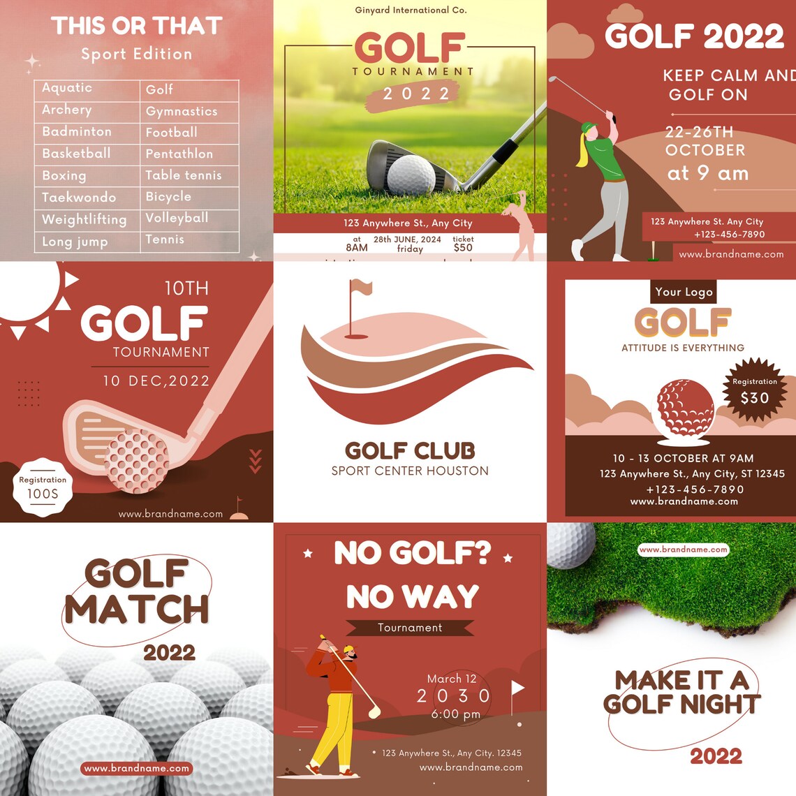 33 Golf Club Editable Instagram Post Template Kit Golf Club - Etsy