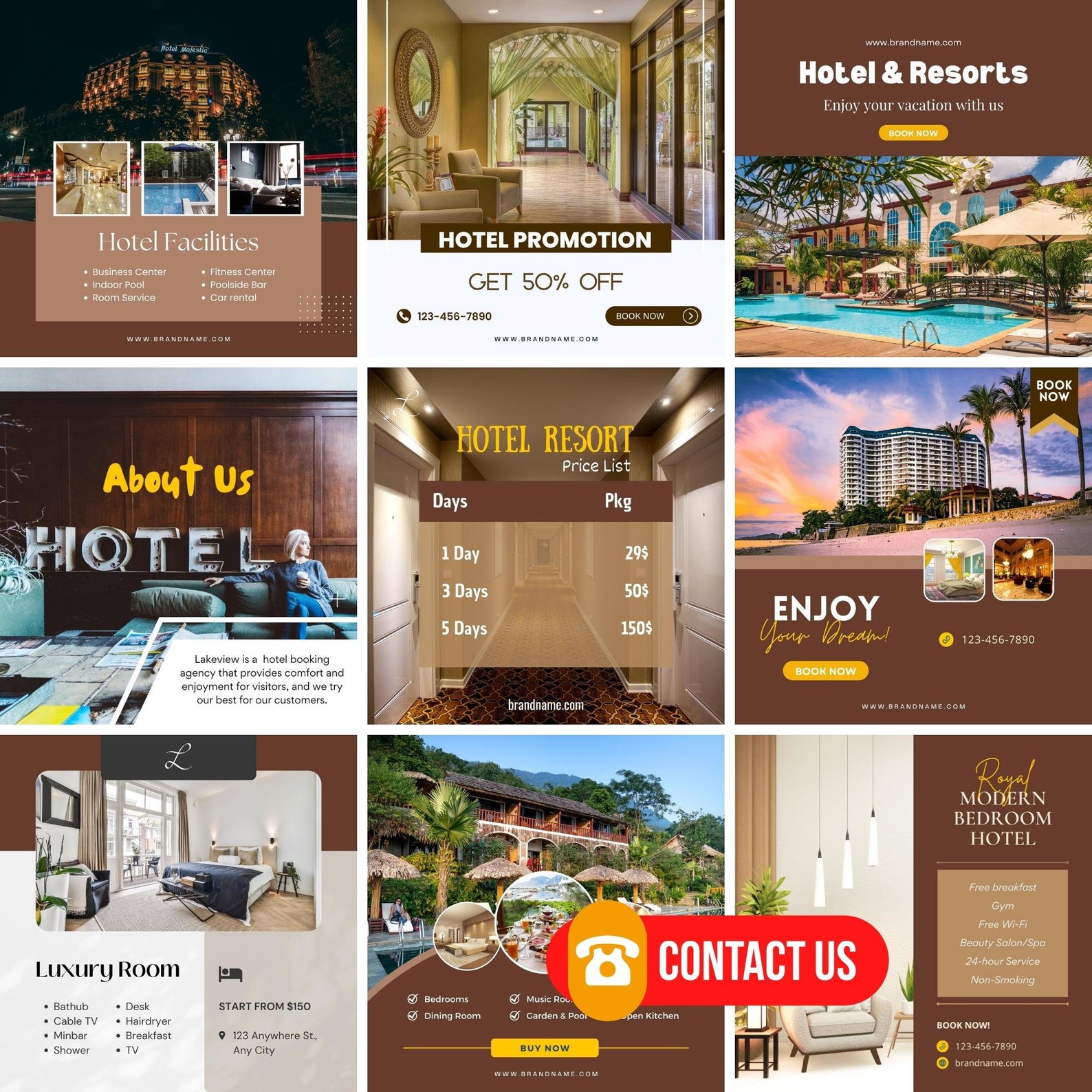 30 Hotel Booking Agency Instagram Post Canva Templates Hotel Owners - Etsy